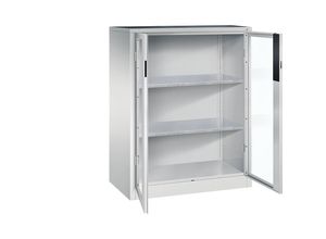 4064615242565 - Sichtfenster-Flügeltürschrank HxBxT 1200 x 930 x 500 mm 2 Fachböden lichtgrau   lichtgrau C+P