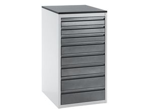 4040376927309 - Schubladenschrank mit Teleskopführungen Höhe 1030 mm Schubladen 3 x 90 3 x 120 2 x 150 mm lichtgrau   anthrazit-metallic Breite 580 mm RAU