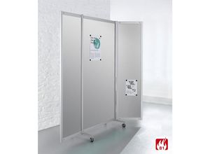 4260222866594 - Mobile Faltstellwand schwer entflammbar Alurahmen Tafelfläche magnetisch HxBxT 1900 x 2000 x 450 mm silber kaiserkraft