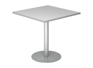 4032062157305 - Besprechungstisch LxB 800 x 800 mm 755 mm hoch Gestell silber Platte lichtgrau kaiserkraft