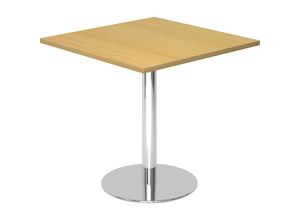 4032062150061 - Besprechungstisch LxB 800 x 800 mm 755 mm hoch Gestell verchromt Platte Buche-Dekor kaiserkraft