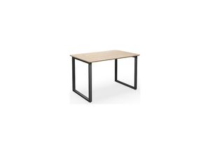 4061753268327 - Mehrzwecktisch DUO-O Trend gerade Platte abgerundete Ecken Tiefe 800 mm Breite 1200 mm Eiche   schwarz kaiserkraft