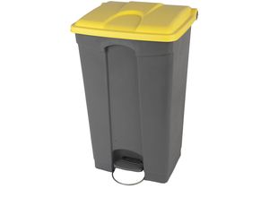 4897020623304 - EUROKRAFTbasic Pedal- Tretabfallsammler Volumen 90 l BxHxT 505 x 790 x 410 mm grau Deckel gelb