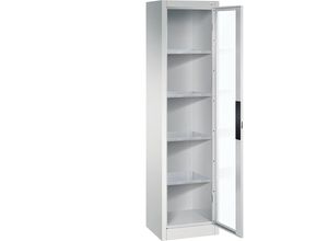 4069361422186 - Sichtfenster-Flügeltürschrank HxBxT 1950 x 502 x 400 mm 4 Fachböden lichtgrau   lichtgrau C+P