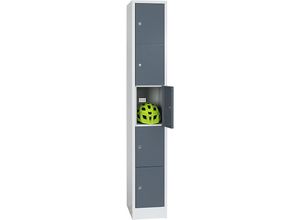 4250618215198 - 5er-Schließfachschrank Dresden 1 Abteil lichtgrau   basaltgrau B 300 mm mit Bodensockel Wolf
