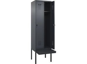4068192368519 - Spind Evolo PLUS Sitzbank 2 Abteile grau B 600 mm Sicherheits-Drehriegel mit auskragender Sitzbank Kunststoff kaiserkraft