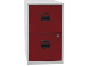 5020073708813 - BISLEY Home PFA 2 Hängeregistraturschrank lichtgrau kardinalrot 2 Schubladen 413 x 400 x 672 cm