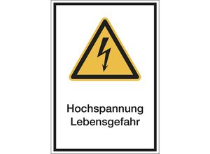4061466040814 - Kombischilder mit Text für Warnkennzeichen Hochspannung Lebensgefahr VE 10 Stk Folie LxH 130 x 185 mm kaiserkraft