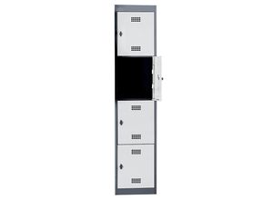 4250618248004 - 4er-Schließfachschrank Hamburg 1 Abteil 4 Fächer Höhe 410 mm Breite 400 mm Anbauelement anthrazitgrau   lichtgrau Wolf
