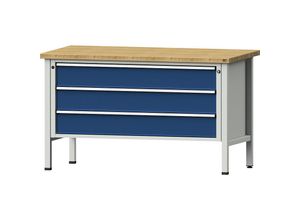 4014641017842 - Werkbank 1500 mm breit Gestellbauweise 3 Schubladen à 180 mm Buchemassivplatte Höhe 890 mm ANKE