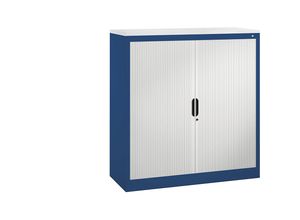 4059096870161 - Rollladenschrank mit Horizontal-Jalousie HxBxT 1230 x 1200 x 420 mm 2 Fachböden 3 Ordnerhöhen enzianblau   lichtgrau C+P