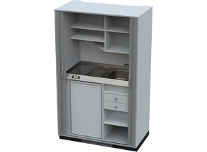 4021177249715 - Schrankküche mit Jalousiefront 2 Glaskeramikkochfelder Becken rechts grau anthrazit 1956 x 1200 x 650 mm kaiserkraft