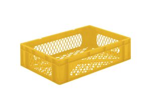 4031022015686 - Euro-Format-Stapelbehälter Wände und Boden durchbrochen LxBxH 600 x 400 x 145 mm gelb VE 5 Stk kaiserkraft