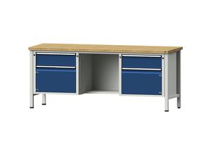4014641048433 - Werkbank Gestellbauweise Serie V 2 Schubladen 2 Türen ½ Ablageboden Buche massiv Teilauszug ANKE