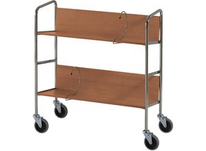 7330726308580 - Aktenordnerwagen verchromt 2 Etagen LxBxH 800 x 340 x 840 mm Kirsche-Dekor ab 5 Stk