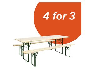 4061753271341 - Deal 4 für 3 Bierbankgarnitur 4 Tische 8 Bänke natur kaiserkraft