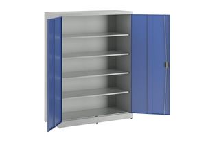 4250633323847 - mauser Jumbo-Flügeltürschrank Breite 1500 mm 4 Fachböden Tiefe 600 mm Türen enzianblau