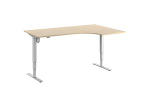 4061753266354 - Schreibtisch Atlanta elektrisch höhenverstellbar Ecke BxT 1800 x 1200 mm Birke weiß rechts kaiserkraft