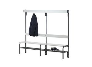 4030426313329 - Sypro Umkleidebank mit Aluminiumleisten HxT 1650 x 375 mm einseitig Länge 2000 mm 6 Haken anthrazit Schuhrost