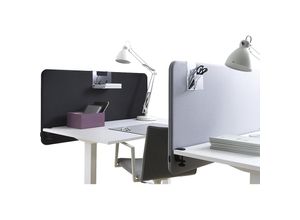 7332835355554 - Akustik-Tischtrennwand Standard mit abgerundeten Ecken Höhe 650 mm Textil Breite 1400 mm schwarz kaiserkraft