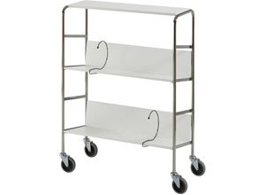 7330726308559 - Aktenordnerwagen mit Ablageboden verchromt 3 Etagen LxBxH 800 x 340 x 1060 mm grau ab 5 Stk