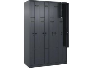 4068192633600 - Z-Spind Evolo PLUS 4 Abteile grau B 1200 mm 8 Fächer mit Bodengleitern Sicherheits-Drehriegel kaiserkraft