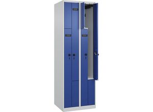 4068192610946 - Z-Spind Evolo PLUS 2 Abteile lichtgrau   enzianblau B 600 mm 4 Fächer mit Bodengleitern Sicherheits-Drehriegel kaiserkraft