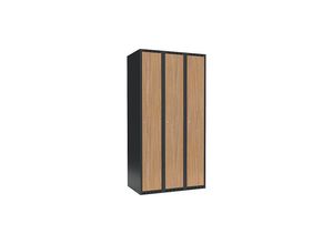 7042424602326 - Spind Fydor 3 Abteile grau   Eiche B 900 mm 3 Abteile flache Dachform Zylinderschloss kaiserkraft