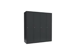 7042423618700 - Spind Fydor 4 Abteile grau B 1200 mm 4 Abteile flache Dachform Zylinderschloss kaiserkraft