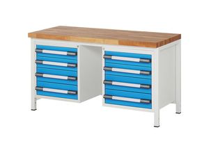 4061753260918 - eurokraft pro Werkbank Gestellbauweise Serie 8000 12 Schubladen 8 x 120 4 x 150 mm BxT 1500 x 700 mm