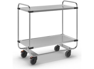 4007537083823 - Edelstahl-Servierwagen montiert mit 2 Etagen LxBxH 1035 x 535 x 1010 mm kaiserkraft