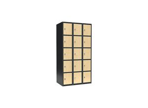 7042424831795 - 5er-Schließfachschrank Fydor 3 Abteile grau   Birke B 900 mm 3 Abteile flache Dachform Vorhängeschloss kaiserkraft