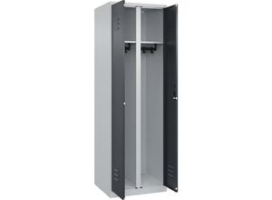 4067521332177 - Schwarz-Weiß-Spind Classic PLUS 1 Abteil lichtgrau   grau HxB 1850 x 600 mm mit Bodengleitern Zylinderschloss C+P