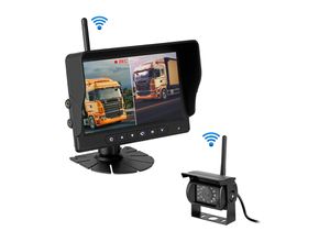 4260657860143 - CARMATRIX HD Funk Rückfahrsystem Digital für LKW Wohnmobil Auto Transporter 7 Monitor mit Aufnahmefunktion Mikrofon 2 Kameras