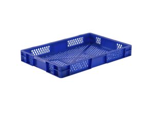 4031022064448 - Euro-Format-Stapelbehälter Wände und Boden durchbrochen LxBxH 600 x 400 x 75 mm blau VE 5 Stk kaiserkraft