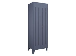 4250618219448 - Stahlspind mit Stollenfüßen Abteile schrankhoch Lochblechtüren Abteilbreite 600 mm 1 Abteil blaugrau