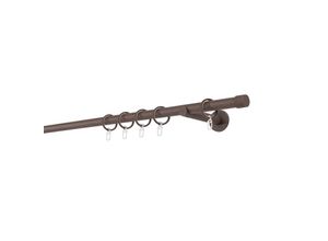 4066866112093 - Gardinenstange auf Maß 20mm Cap 1-lauf Vorhangstange Wandträger 12cm Stilgarnitur mit Ringen für Vorhänge - Rost - 100cm