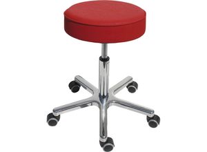 4260257712927 - Arbeitshocker mit Gasfeder-Höhenverstellung Sitz aus Kunstleder Ø 360 mm feuerrot kaiserkraft