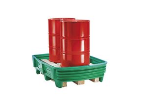 4055661013957 - PE-Transport-Auffangwanne Auffangvolumen 225 l LxBxH 1500 x 1150 x 400 mm mit Holzpalette 800 x 1200 mm kaiserkraft