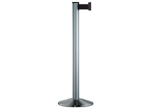 4045806002335 - Gurtpfosten aus Aluminium Pfosten Chrom gebürstet Auszug 2300 mm Gurtfarbe Schwarz kaiserkraft