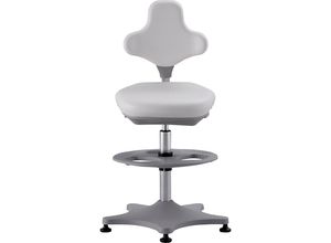 4016849324944 - Labor-Arbeitsdrehstuhl LABSTER Höhenverstellung 550 - 800 mm mit Gleitern und Fußring Kunstlederbezug weiß bimos