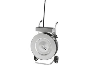 4030198176139 - Bandabroller für PP- PET- und PET-Schwerlastband für Bandbreite 13 - 19 mm fahrbar mit Ablagefach und Ablaufbremse ratioform