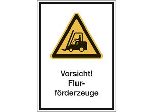 4061466040982 - Kombischilder mit Text für Warnkennzeichen Vorsicht! Flurförderzeuge VE 10 Stk Folie LxH 130 x 185 mm kaiserkraft