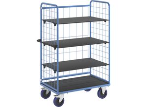 4054666027020 - eurokraft pro Etagenwagen mit 3-seitigen Gitterwänden Ladeflächen-LxB 1140 x 730 mm 4 Etagen