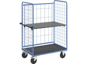 4054666027518 - eurokraft pro Etagenwagen Drahtgitter dreiseitig Tragfähigkeit 500 kg Vollgummireifen Ladefläche LxB 1175 x 755 mm 2 Etagen