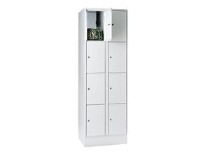 4250618209456 - 4er-Schließfachschrank München 2 Abteile lichtgrau B 600 mm mit Bodensockel Wolf