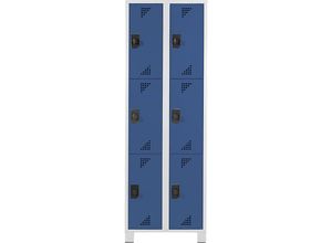 4061753010131 - eurokraft pro Schließfachschrank Fachhöhe 558 mm HxBxT 1800 x 800 x 500 mm 6 Abteile Korpus lichtgrau Türen brillantblau