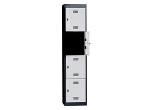 4250618247991 - 4er-Schließfachschrank Hamburg 1 Abteil 4 Fächer Höhe 410 mm Breite 400 mm Grundelement anthrazitgrau   lichtgrau Wolf