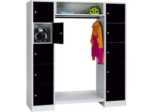 4250618217598 - Schließfachgarderoben-System 10 Fächer außen 10 Kleiderbügel Gesamtbreite 1670 mm Fachbreite 398 mm tiefschwarz lichtgrau