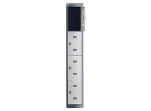 4250618247984 - 4er-Schließfachschrank Hamburg 1 Abteil 4 Fächer Höhe 410 mm Breite 300 mm Anbauelement anthrazitgrau   lichtgrau Wolf